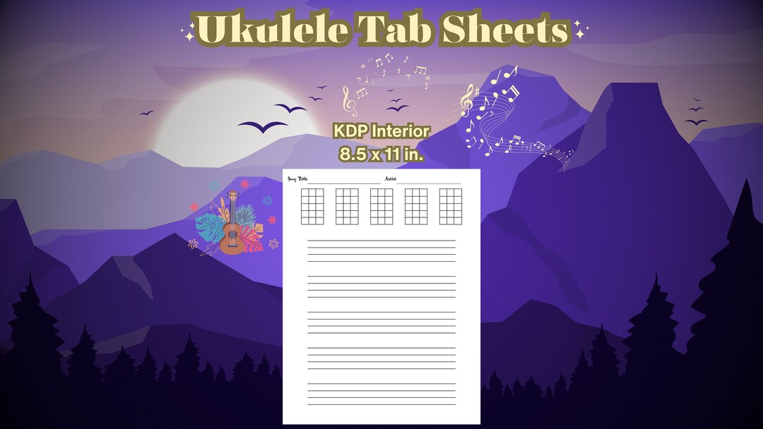 Ukulele Tab Sheets KDP Interior 170 Pages of Blank Ukulele Tab Sheets 5 ...