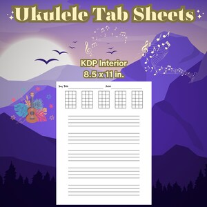 Ukulele Tab Sheets KDP Interior 170 Pages of Blank Ukulele Tab Sheets 5 ...