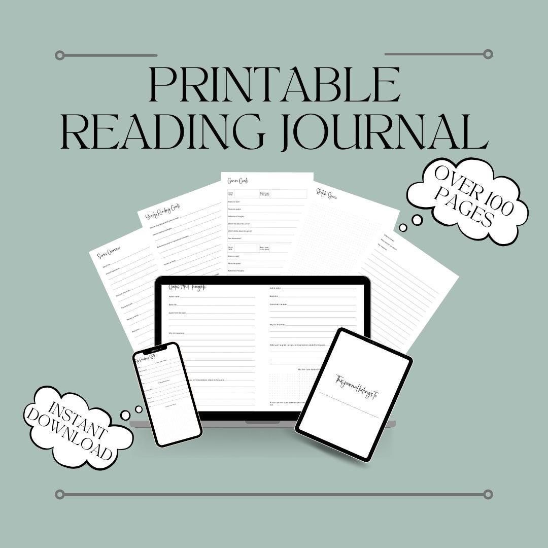 Printable Book Reading Journal // Reading Journal // Reading Tracker - Etsy