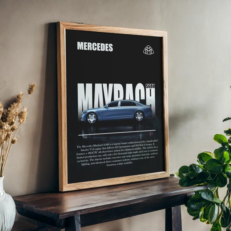 Mercedes Maybach Poster, Car Wall Decor, Gifts for Him, Automotive Art ...