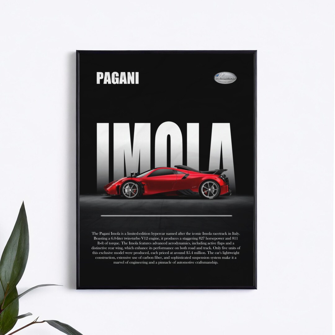 Pagani Huayra Imola Print, Car Wall Decor, Gifts for Him, Automotive ...