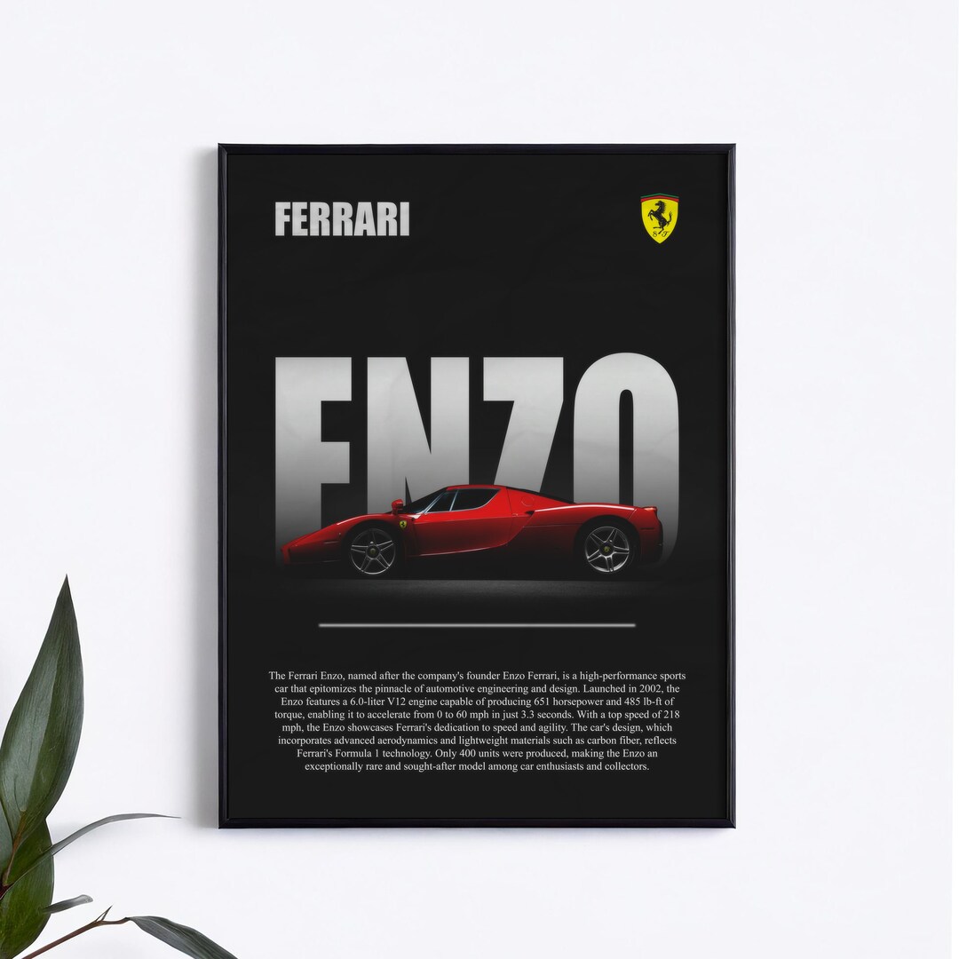 Ferrari Enzo Poster, Car Wall Decor, Gifts for Him, Automotive Art ...