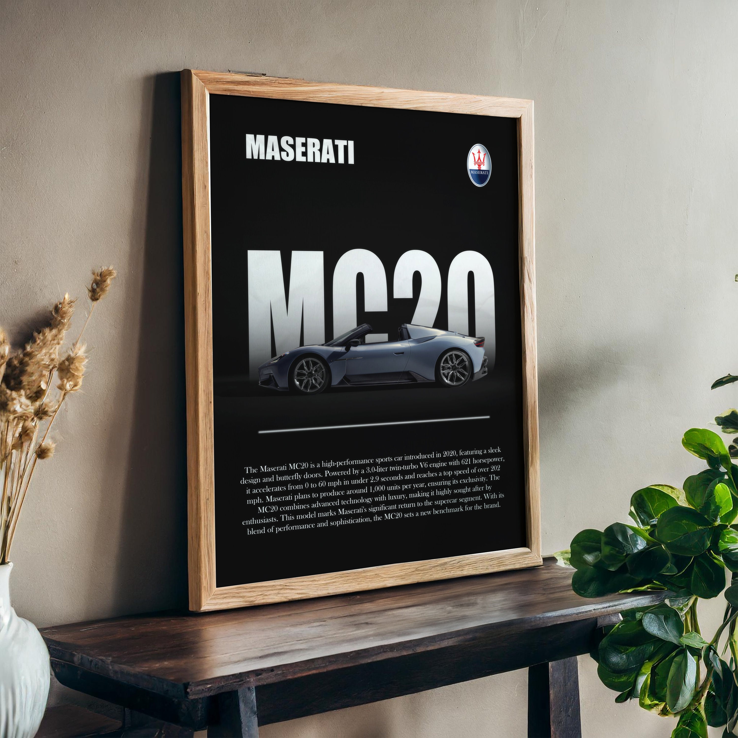 Maserati MC20 Poster, Car Wall Decor, Gifts for Him, Automotive Art ...