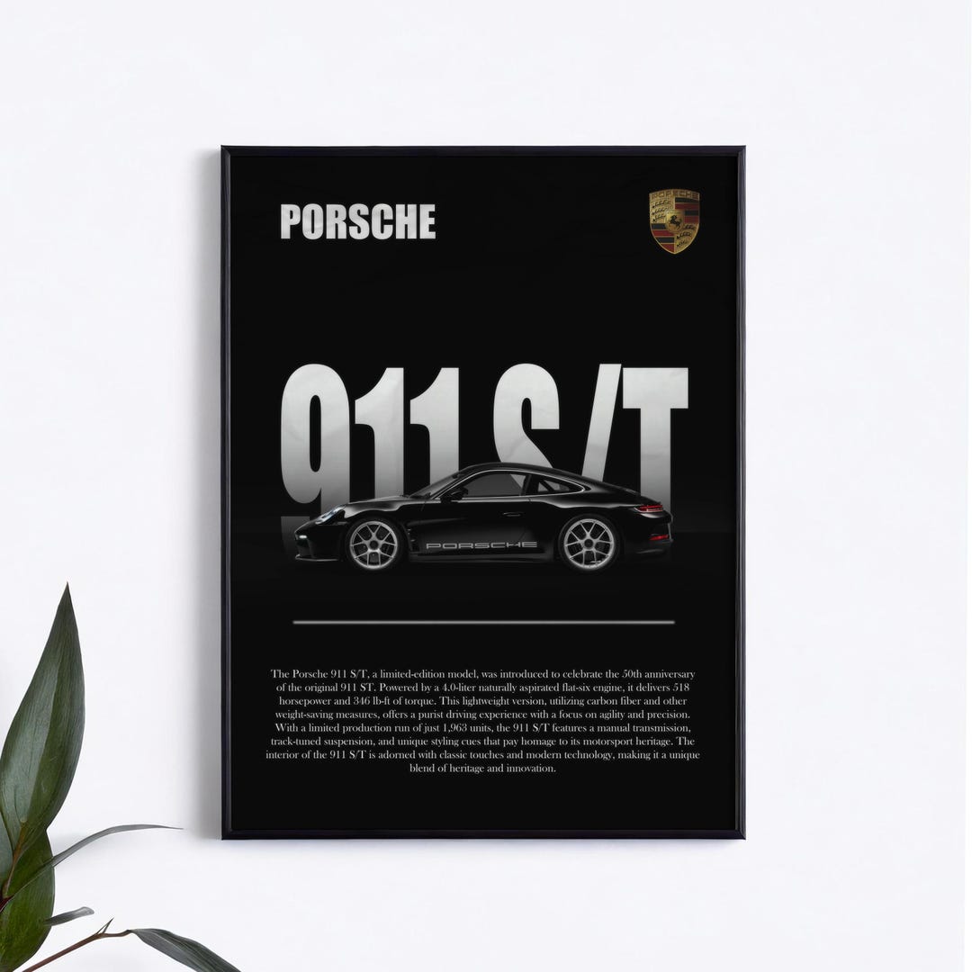 Porsche 911 ST Poster, Car Wall Decor, Gifts for Him, Automotive Art ...