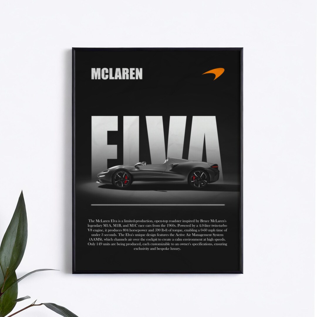 Mclaren Elva Poster, Car Wall Decor, Gifts for Him, Automotive Art ...