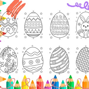 50 + 30 Easter Coloring Pages, Simpe for Kids, Instan Download - Etsy