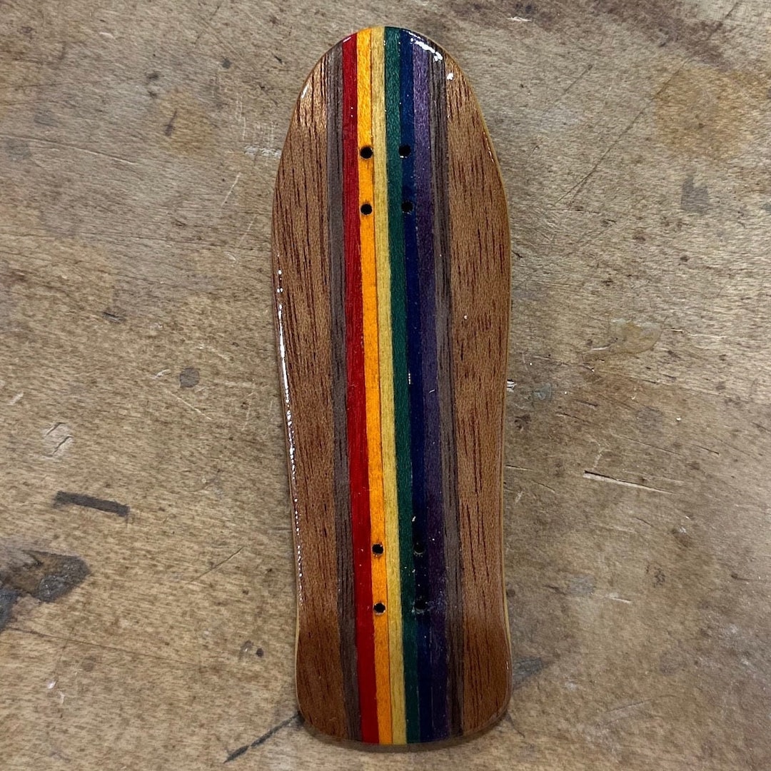 33x98mm Cruiser Shape Fingerboard Deck Natural Wood With Rainbow ...