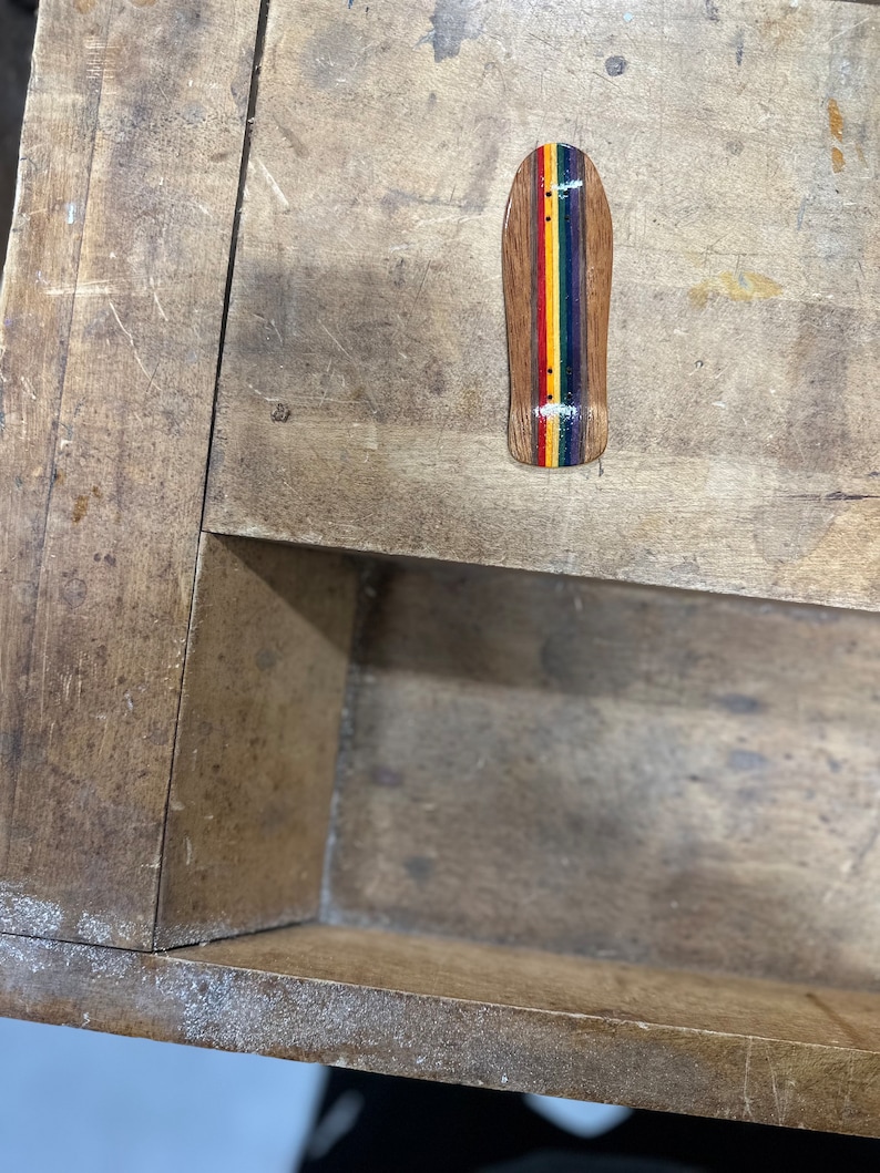 33x98mm Cruiser Shape Fingerboard Deck Natural Wood With Rainbow ...