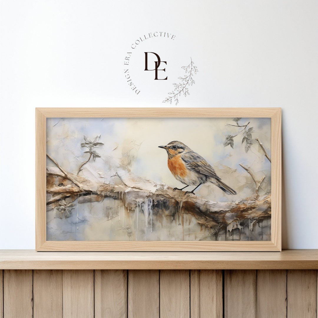 Vintage Bird Painting Sunbird Oil Painting Abstract Wall Art Print ...