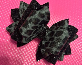 Stanley Leopard Rose Gold and Black Velvet Print Bow Straw Topper - Etsy