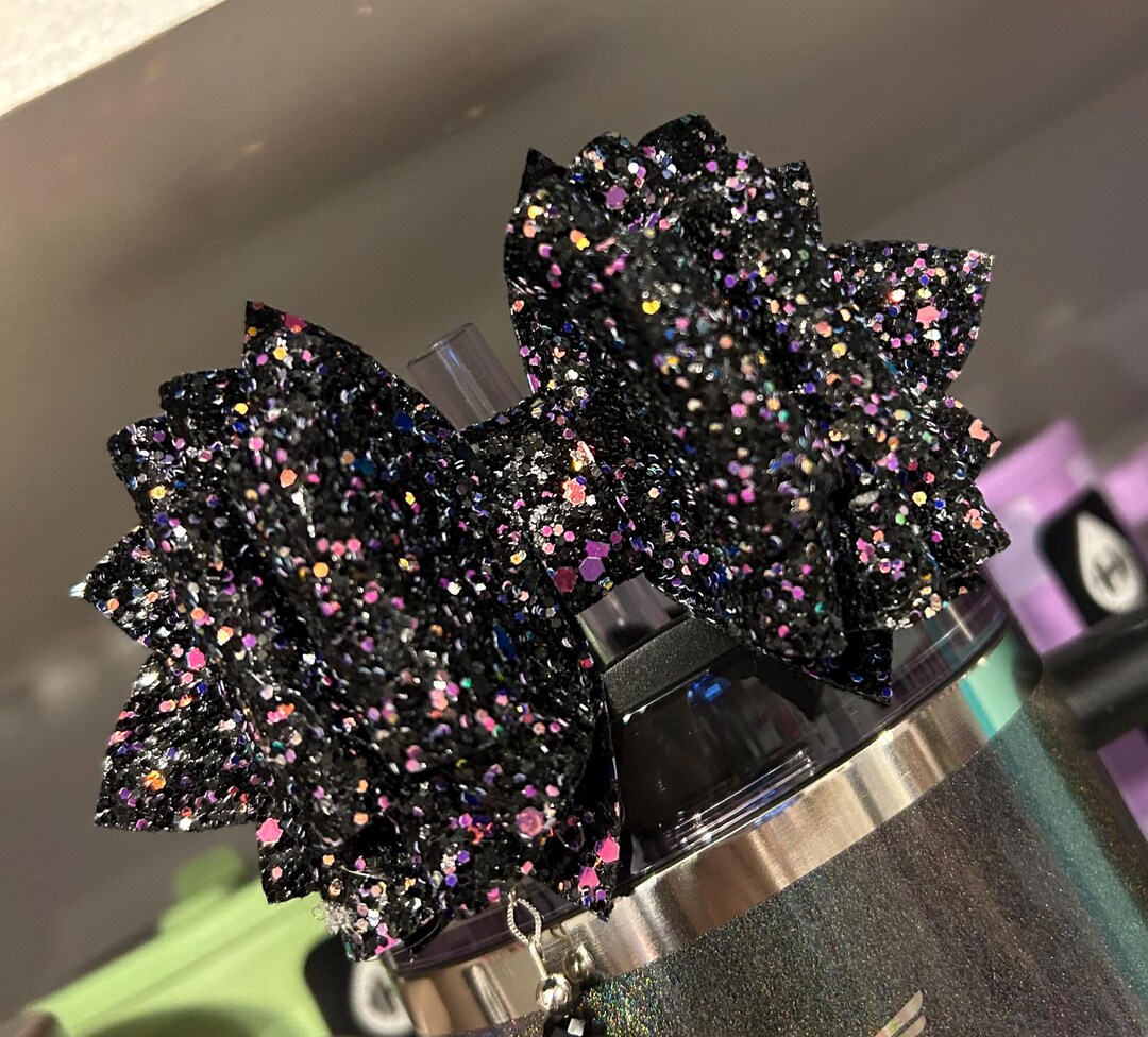 Stanley Tumbler Bow Glitter Straw Topper Wicked Gold Green Black ...