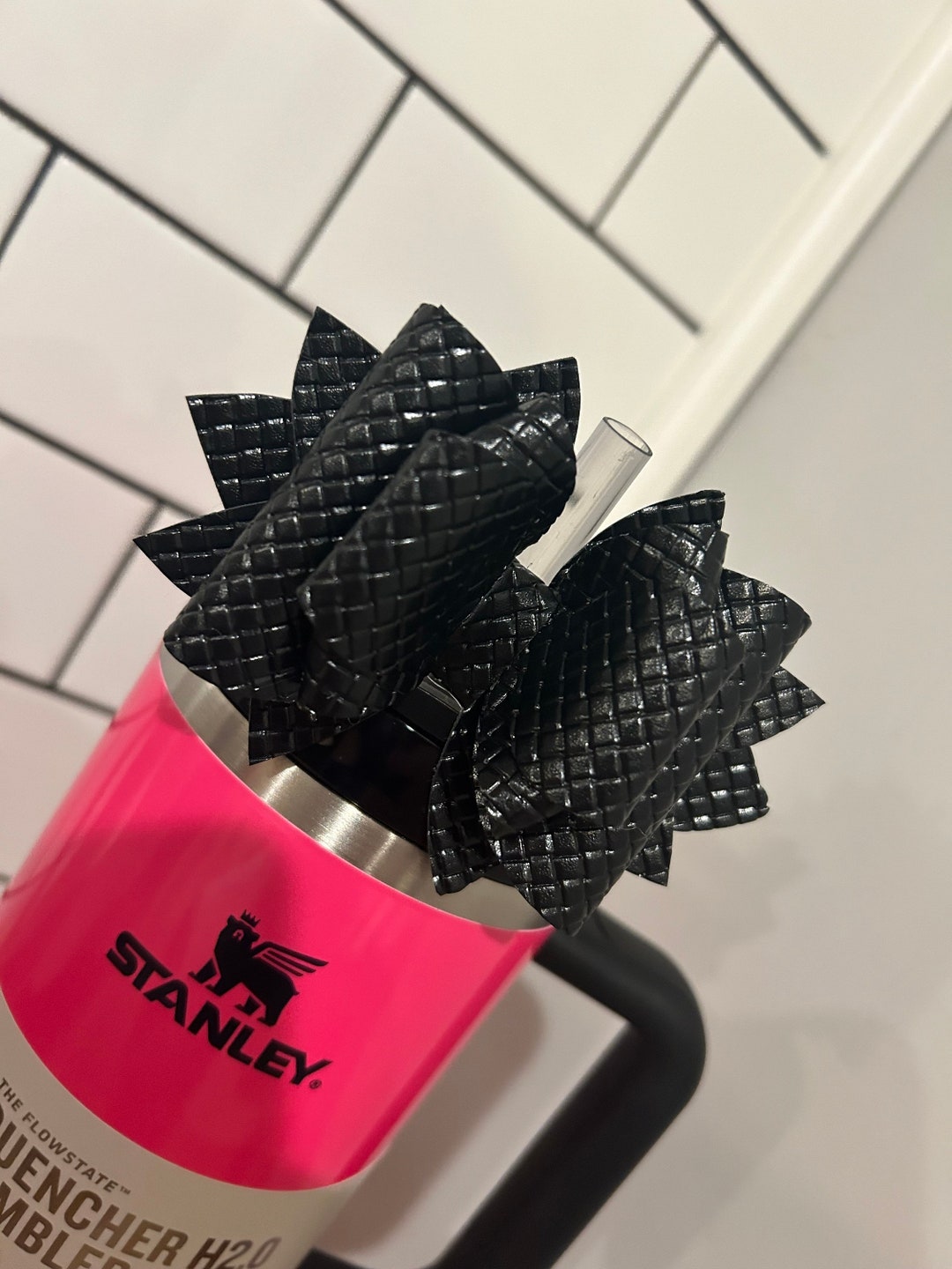 Tumbler Bow for Stanley, Straw Topper, Black Jelly Like Embossed ...