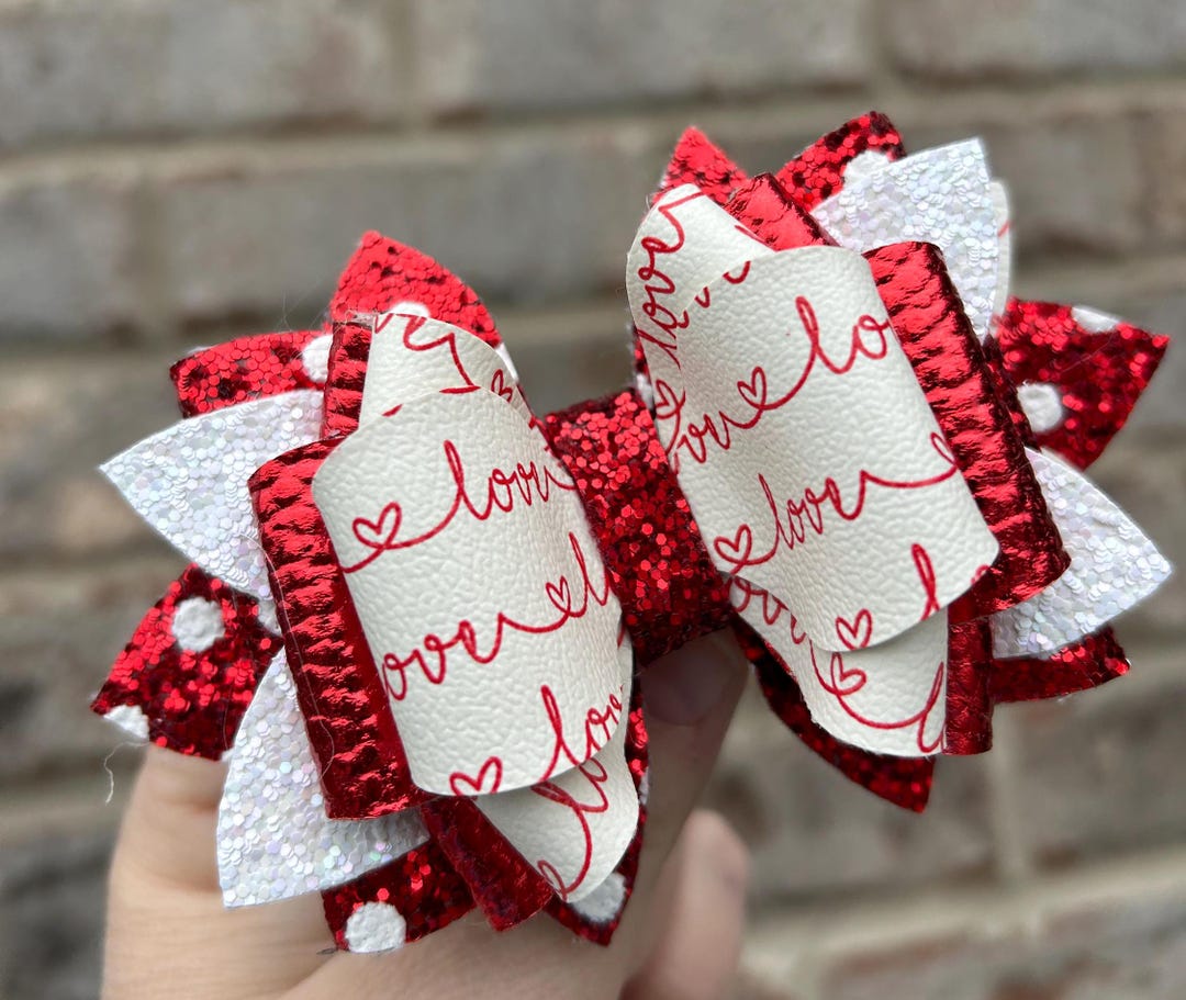 Stanley Tumbler Bow Red Pink Love White Glitter Hugs Kisses Xoxo Do ...