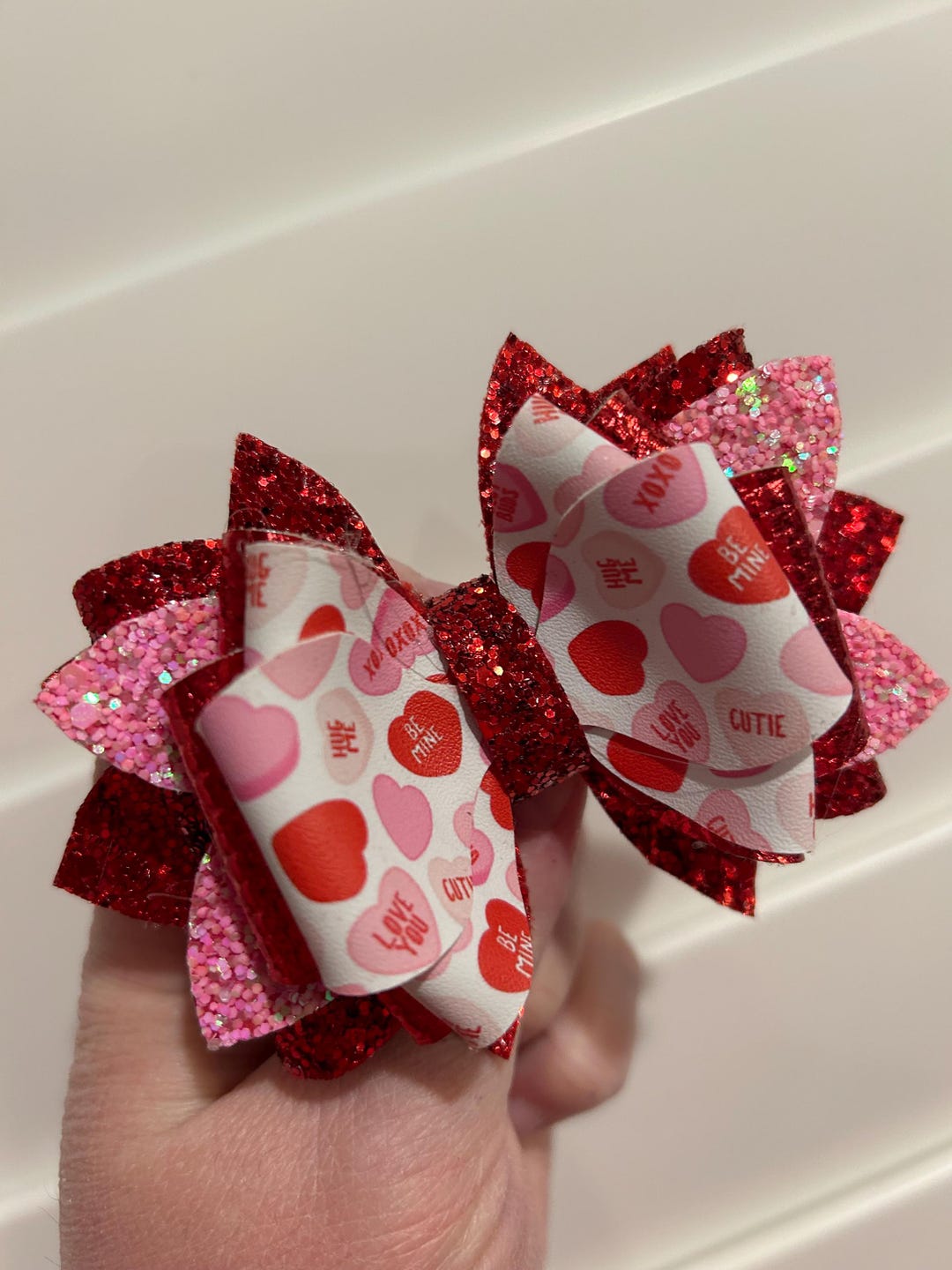 Stanley Tumbler Bow Red Pink Love White Glitter Hugs Kisses Xoxo Do ...