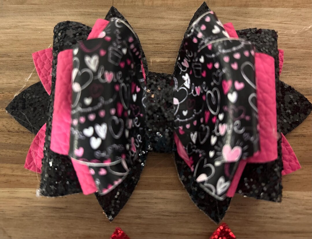 Stanley Tumbler Bow Pink Love Black White Glitter Hugs Kisses Xoxo Do ...