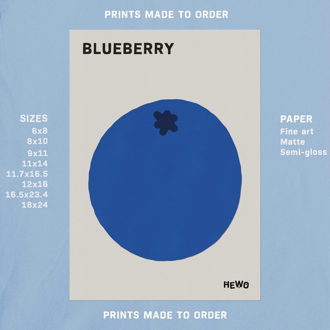 Blueberry (fruit Series) Art Print for Early Language Education Skills ...