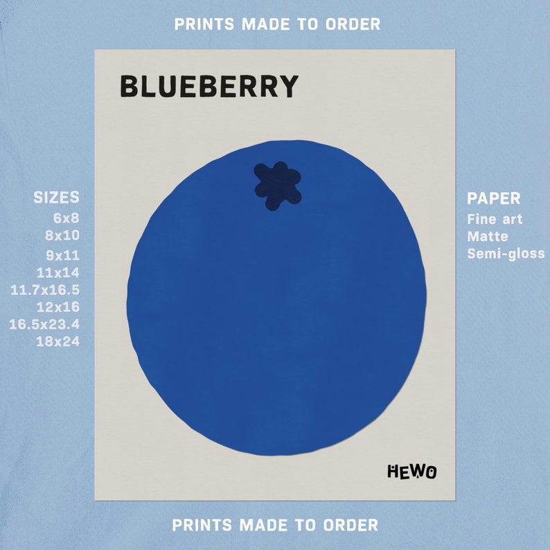 Blueberry (fruit Series) Art Print for Early Language Education Skills ...