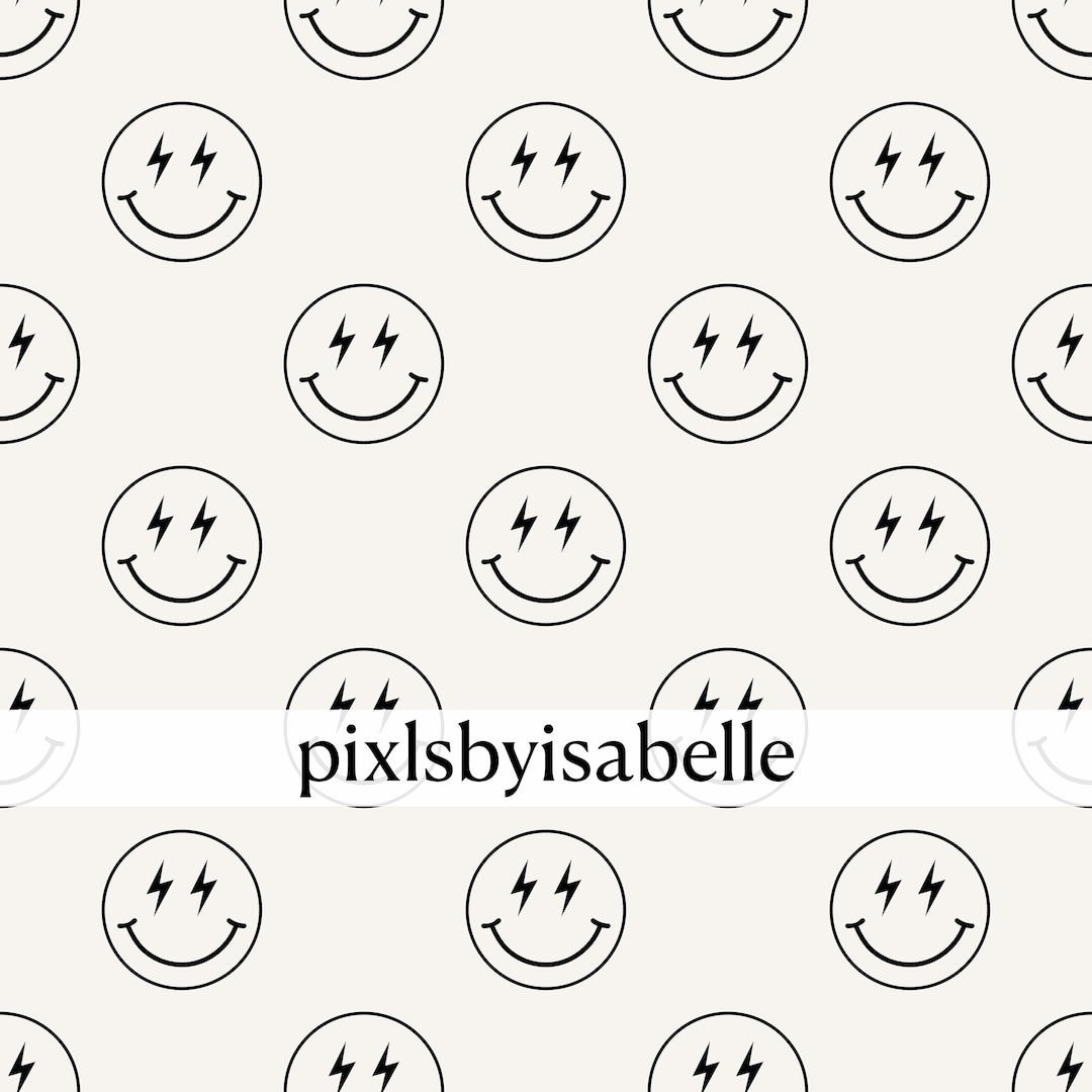 Lightning Smiley Face Seamless Pattern - Digital Paper Download ...