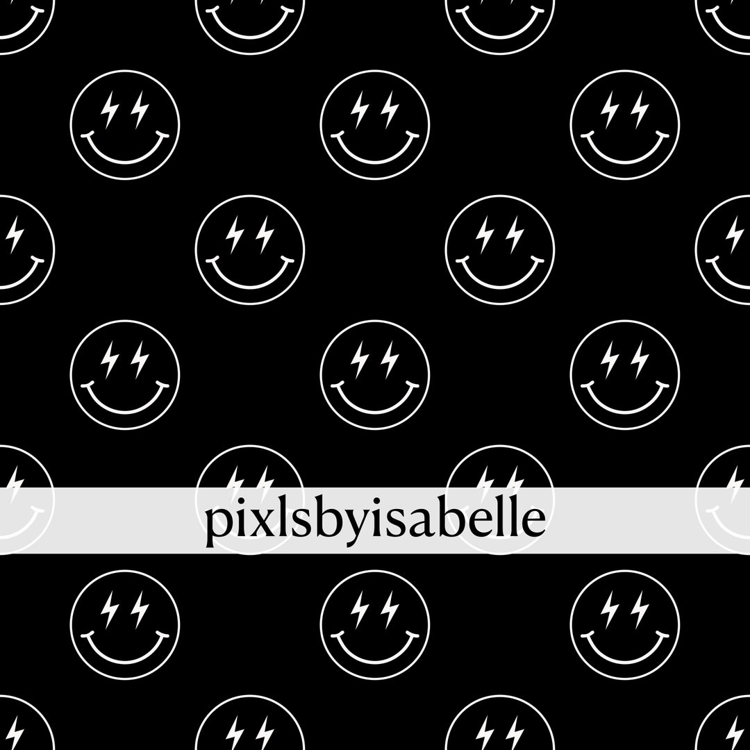 Lightning Smiley Face Seamless Pattern - Digital Paper Download ...