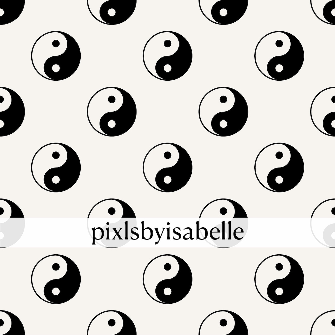 Yin Yang Seamless Pattern - Instant Download - Commercial Use - Black ...
