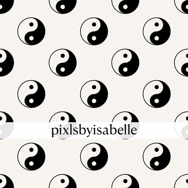 Yin Yang Seamless Pattern - Instant Download - Commercial Use - Black ...