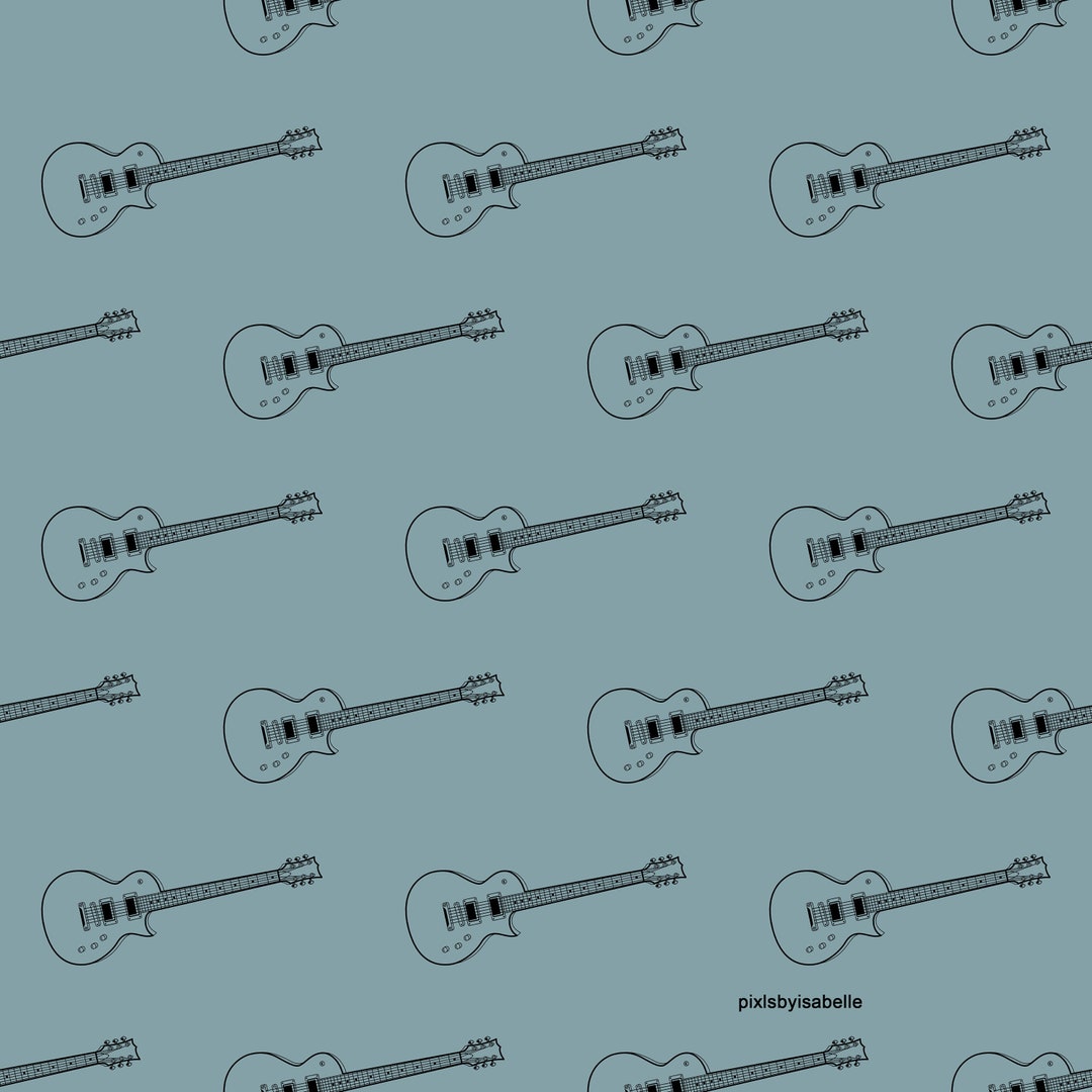 Guitar Seamless Pattern - Digital Download - Commercial Use - Blue and ...