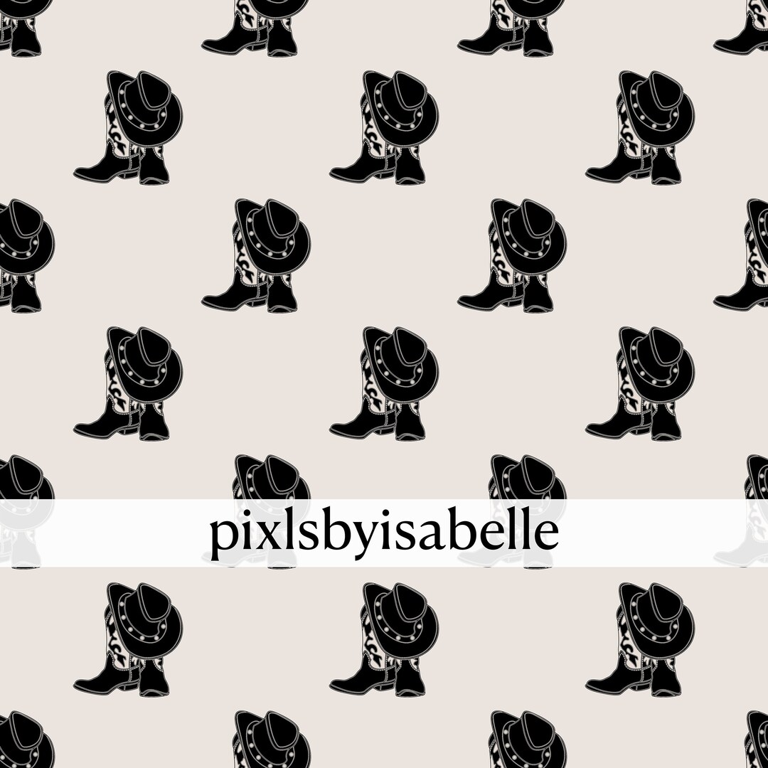 Cowboy Boots and Hat Western Seamless Pattern - Digital Paper Download ...