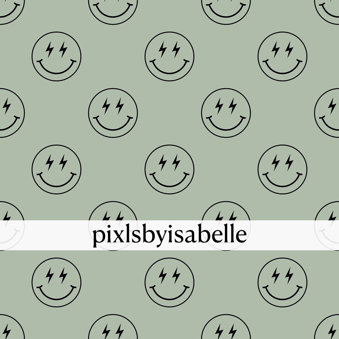 Lightning Smiley Face Seamless Pattern - Digital Paper Download ...