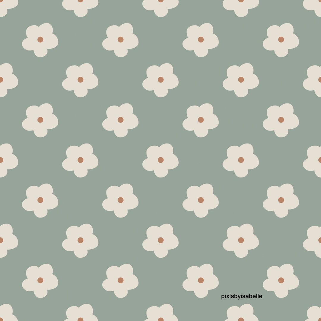 Retro Green Floral Seamless Pattern - Instant Digital Download ...