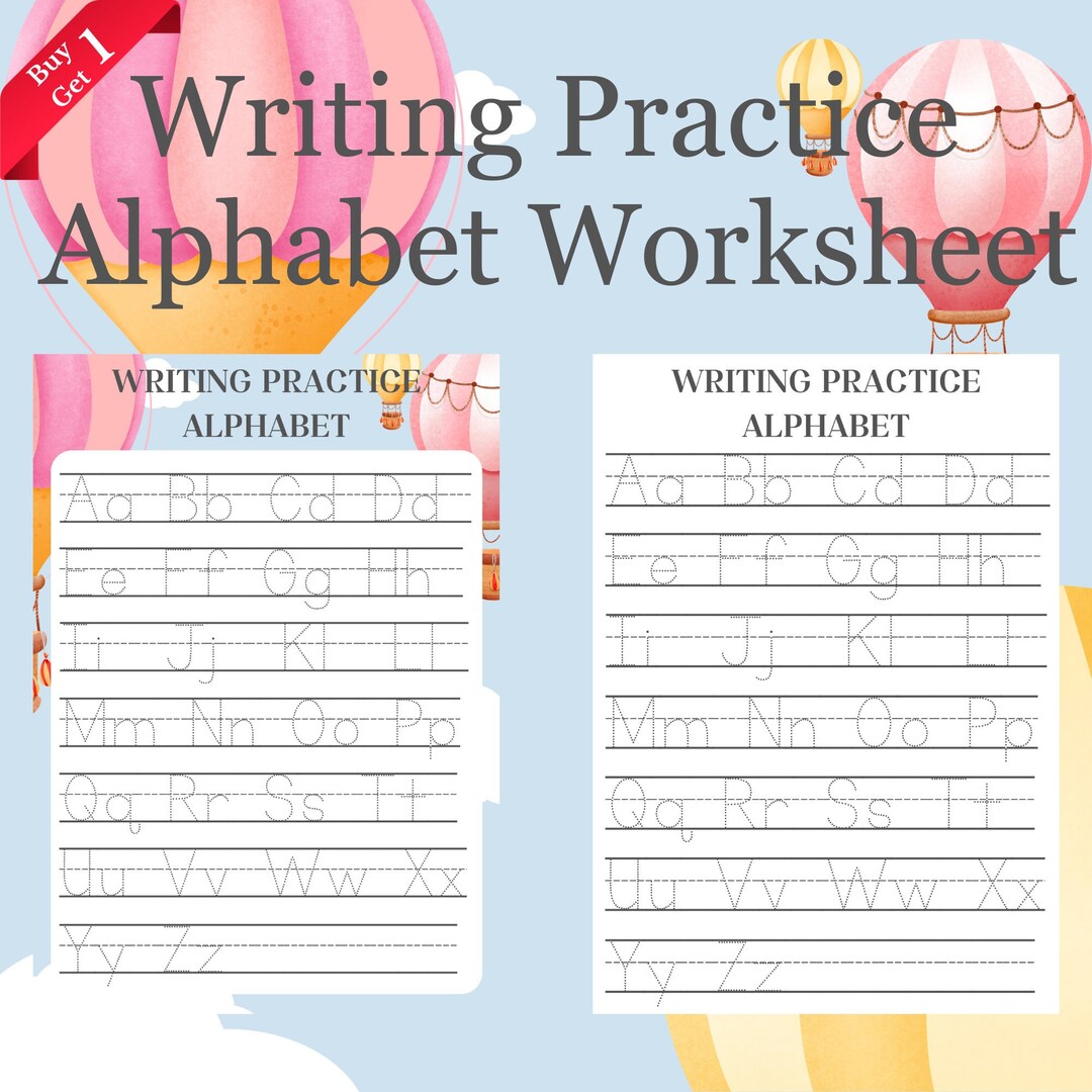 Writing Practice Alphabet Worksheet Printable for Pre-k & Kindergarten ...