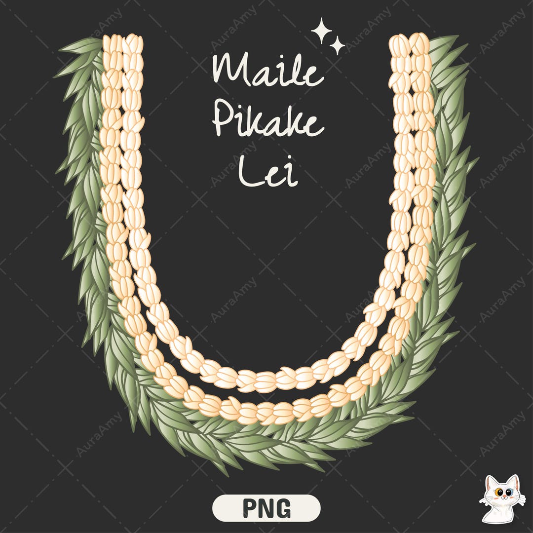 Maile and Double Pikake Lei Png, Flower Lei Png, Curve Pattern Digital ...