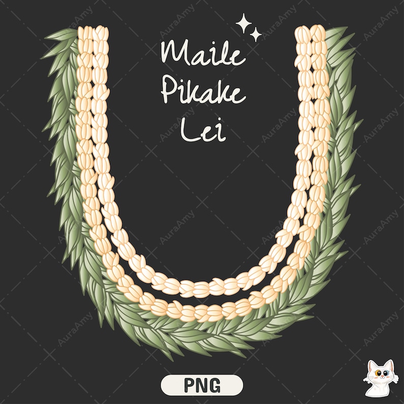 Maile and Double Pikake Lei Png, Flower Lei Png, Curve Pattern Digital ...
