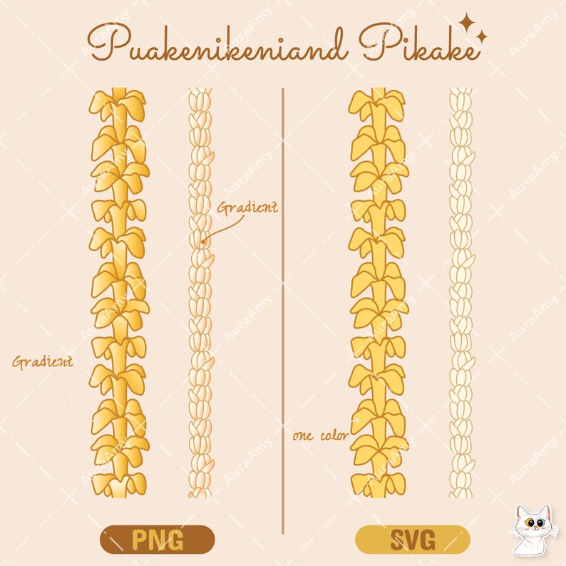 Puakenikeni Lei & Pikake Lei, Vertical Tropical Flower, Cut File ...