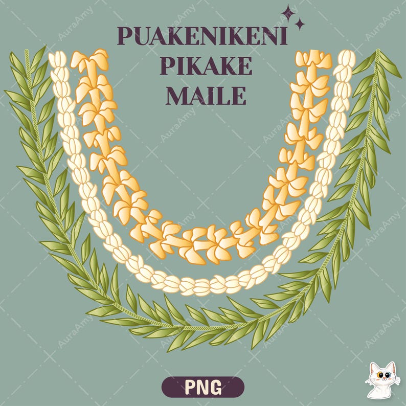 Puakenikeni Pikake Maile Lei Png, Triple Lei Png, Curve Pattern Digital ...