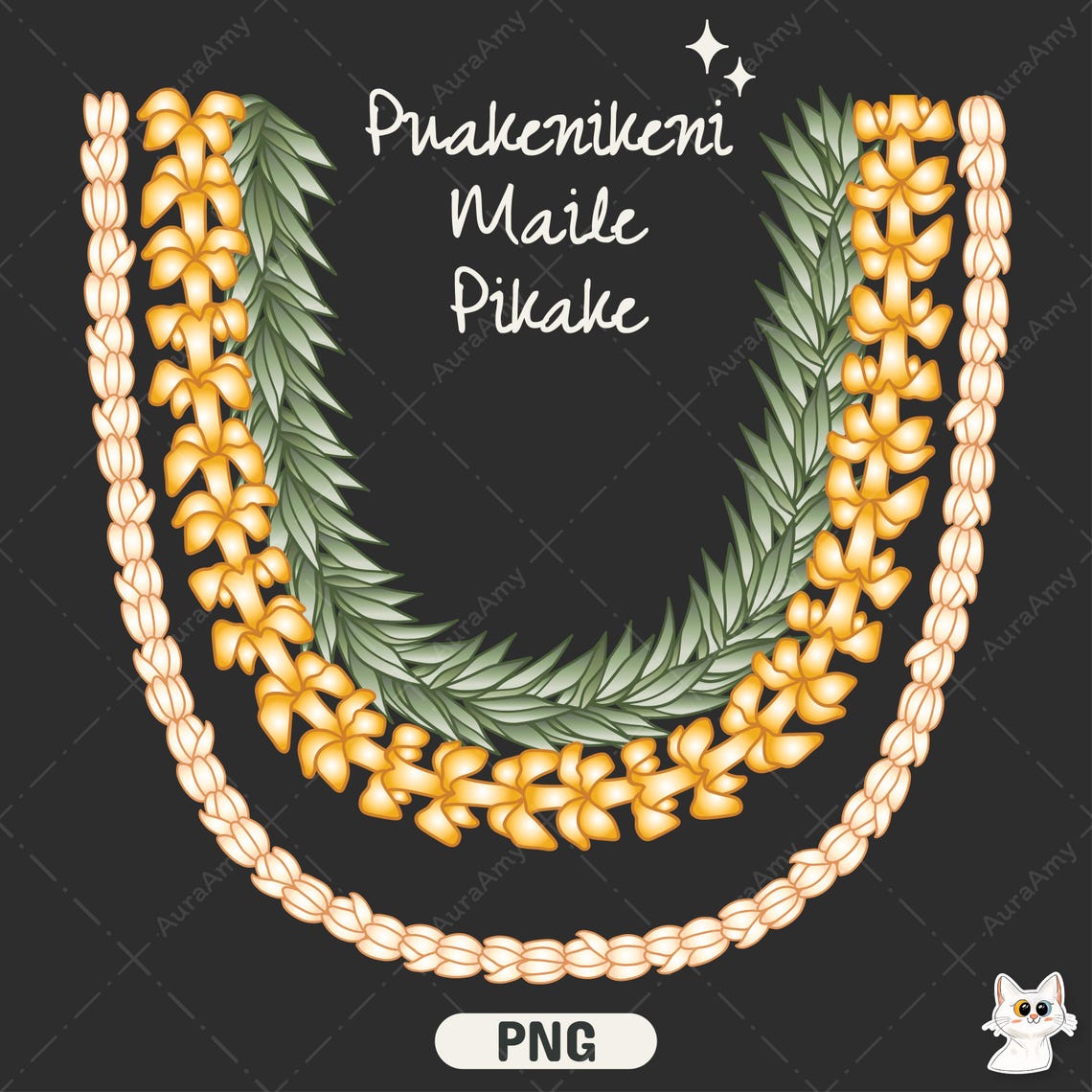 Triple Lei Puakenikeni Maile Pikake Lei Png, Flower Lei Png, Curve ...