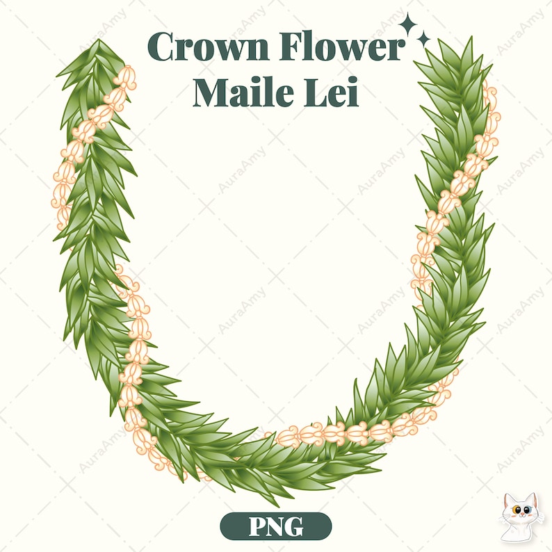 Crown Flower Maile Lei Png, Twist Flower Lei Png, Curve Pattern Digital ...