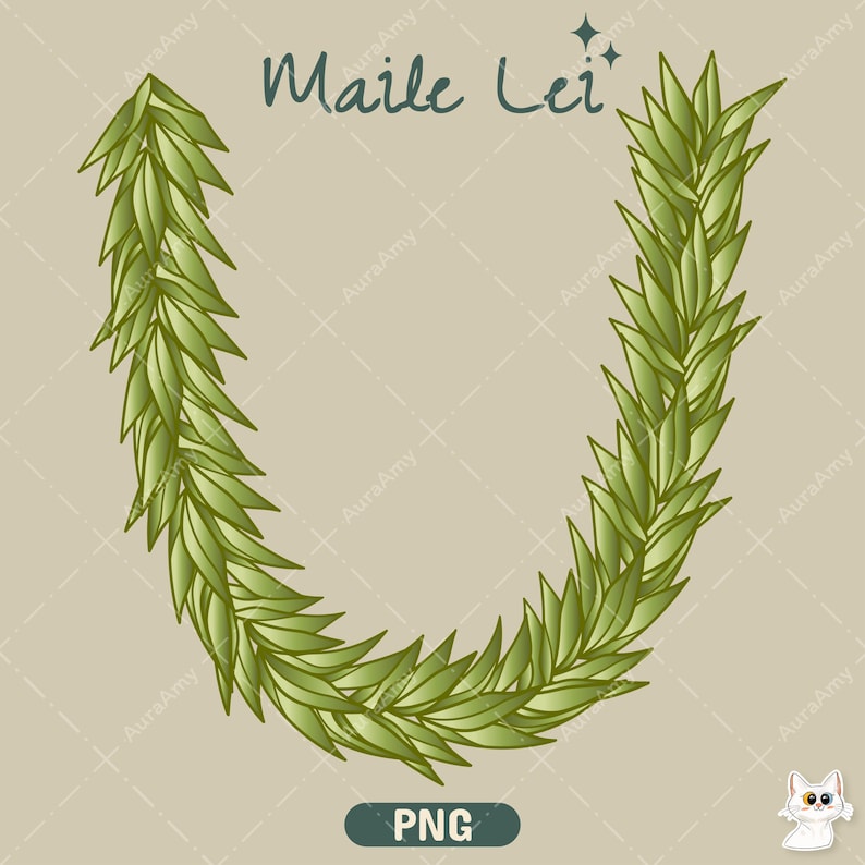 Maile Lei Png , Curve Leaf Lei Png , Maile Lei Digital Download, PNG ...