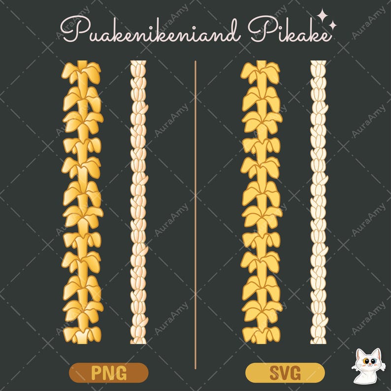 Puakenikeni Lei & Pikake Lei, Vertical Tropical Flower, Cut File ...