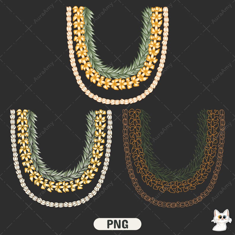 Triple Lei Puakenikeni Maile Pikake Lei Png, Flower Lei Png, Curve ...