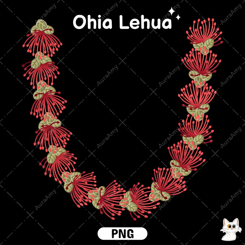 Ohia Lehua Lei Png , Curve Flower Digital Download, PNG File - Etsy
