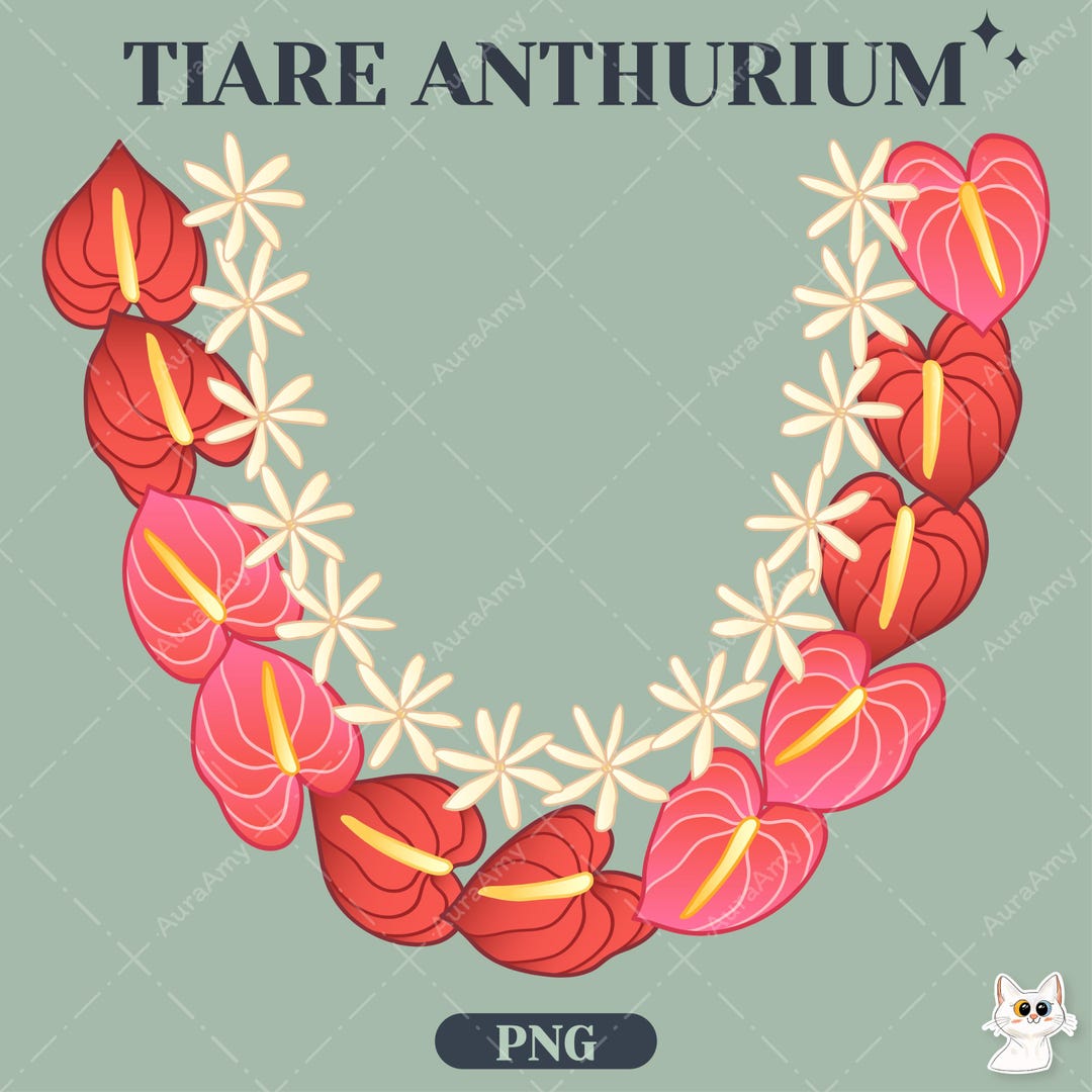 Tiare Anthurium Lei Png, Curve Flower Digital Download, PNG File - Etsy