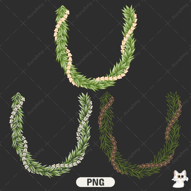 Crown Flower Maile Lei Png, Twist Flower Lei Png, Curve Pattern Digital ...