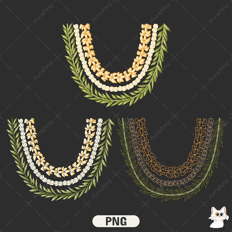 Puakenikeni Pikake Maile Lei Png, Triple Lei Png, Curve Pattern Digital ...