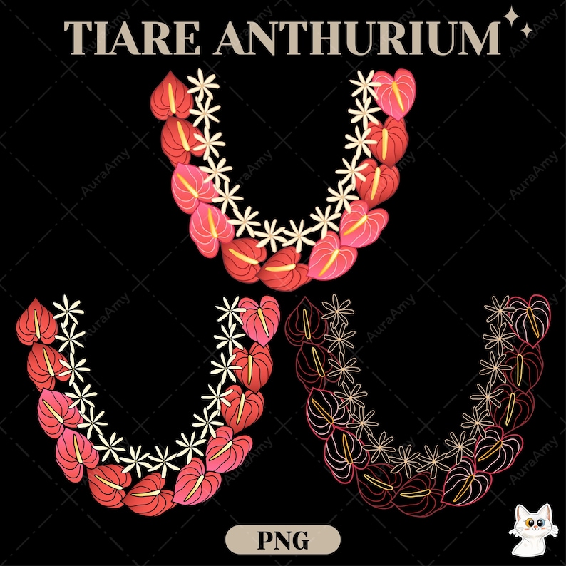 Tiare Anthurium Lei Png, Curve Flower Digital Download, PNG File - Etsy