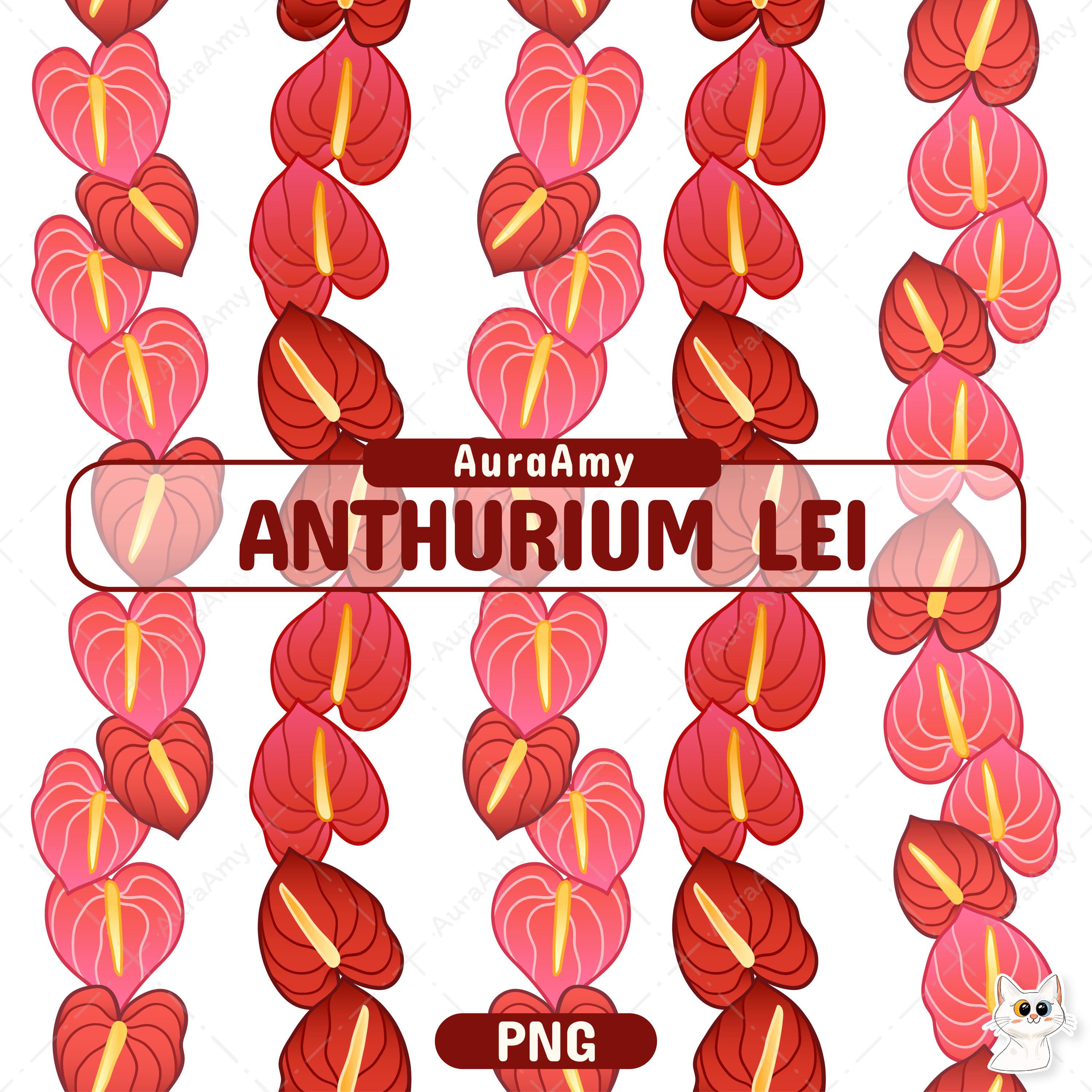 Vertical Anthurium Flower Lei Png, Digital Download, Seamless Pattern ...