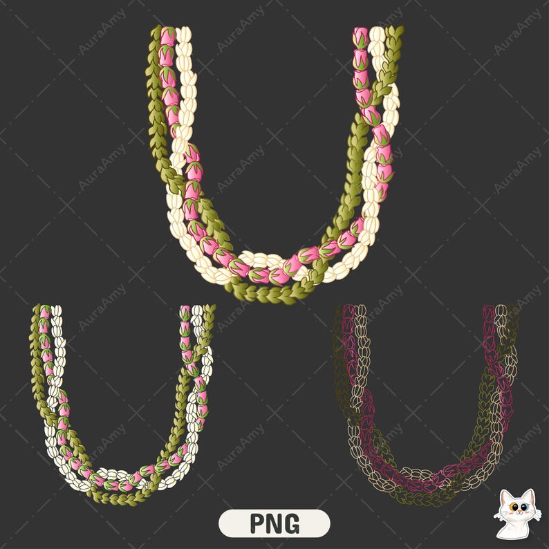 Pakalana Lokelani Pikake Lei Png, Twist Flower Lei Png, Digital ...
