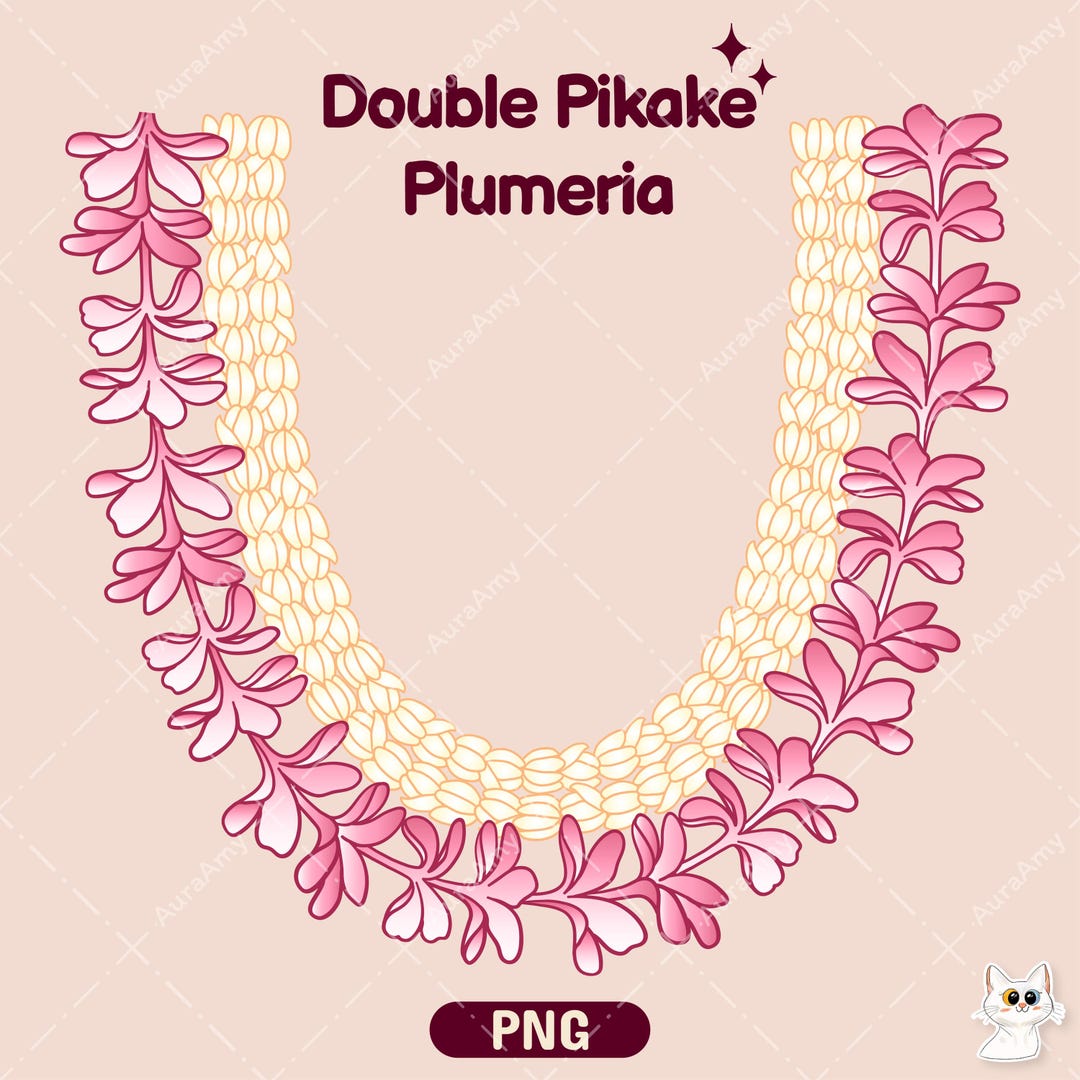 Plumeria and Double Pikake Lei, Curve Pattern Digital Download, PNG ...