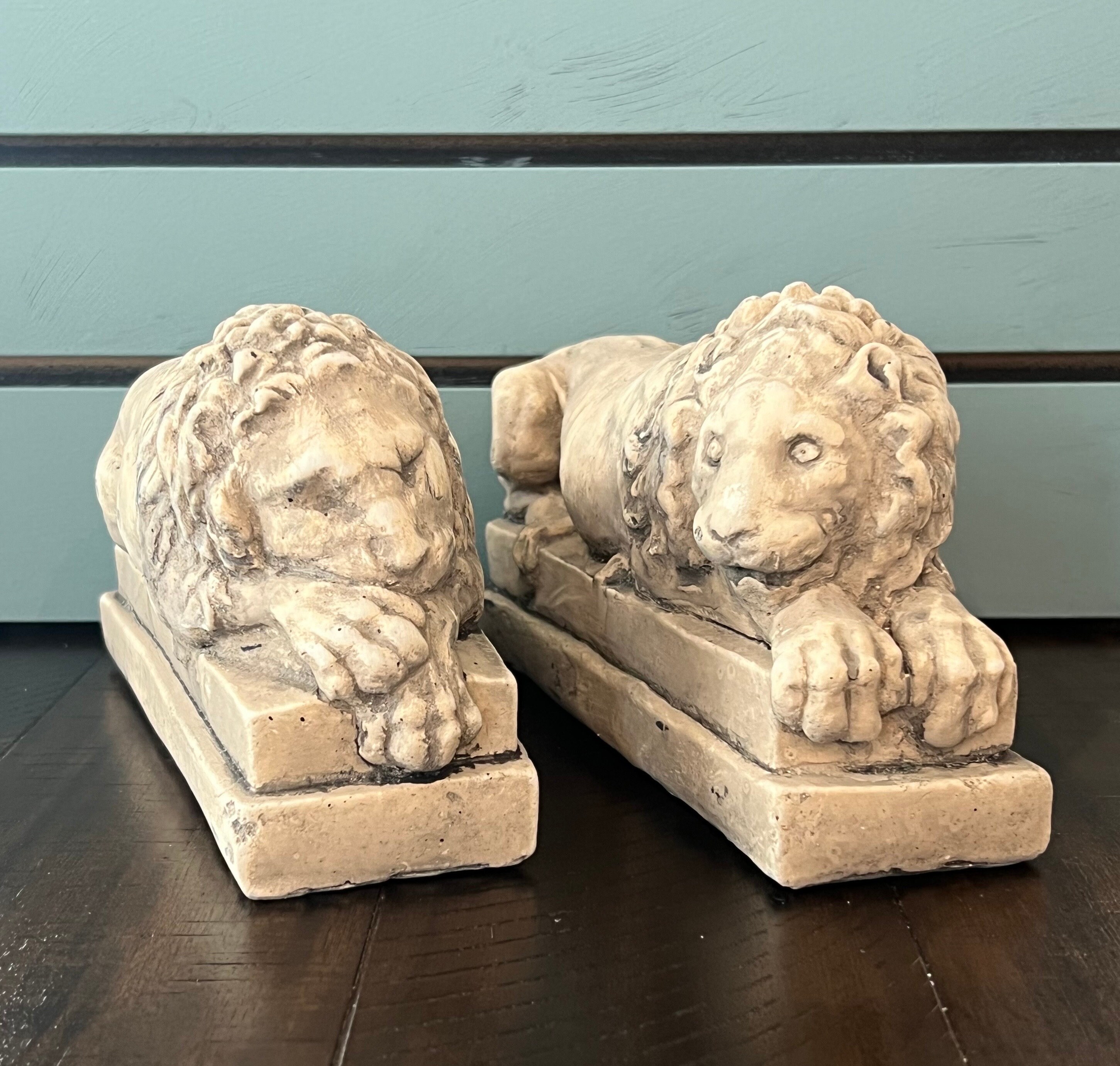 Resting Vatican Canova Roman Lion Bookends Sculpture Home Decor - Etsy