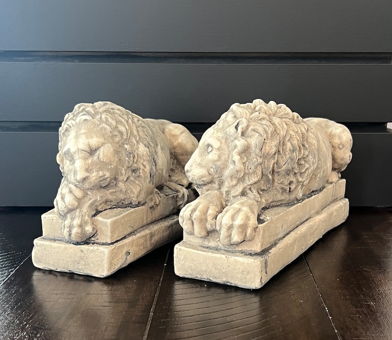 Resting Vatican Canova Roman Lion Bookends Sculpture Home Decor - Etsy