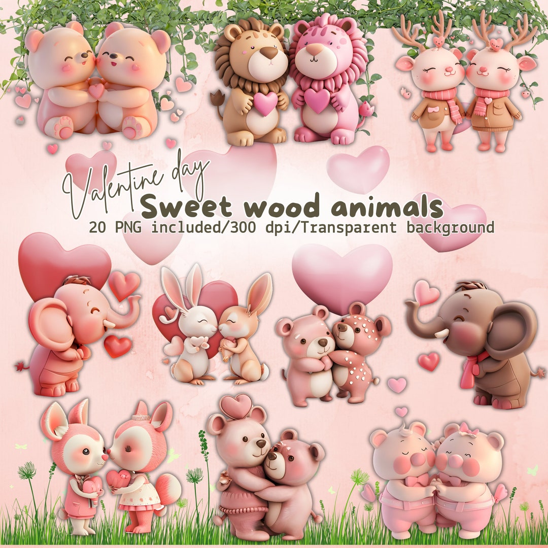 Valentine Wild Animals Couple - Etsy